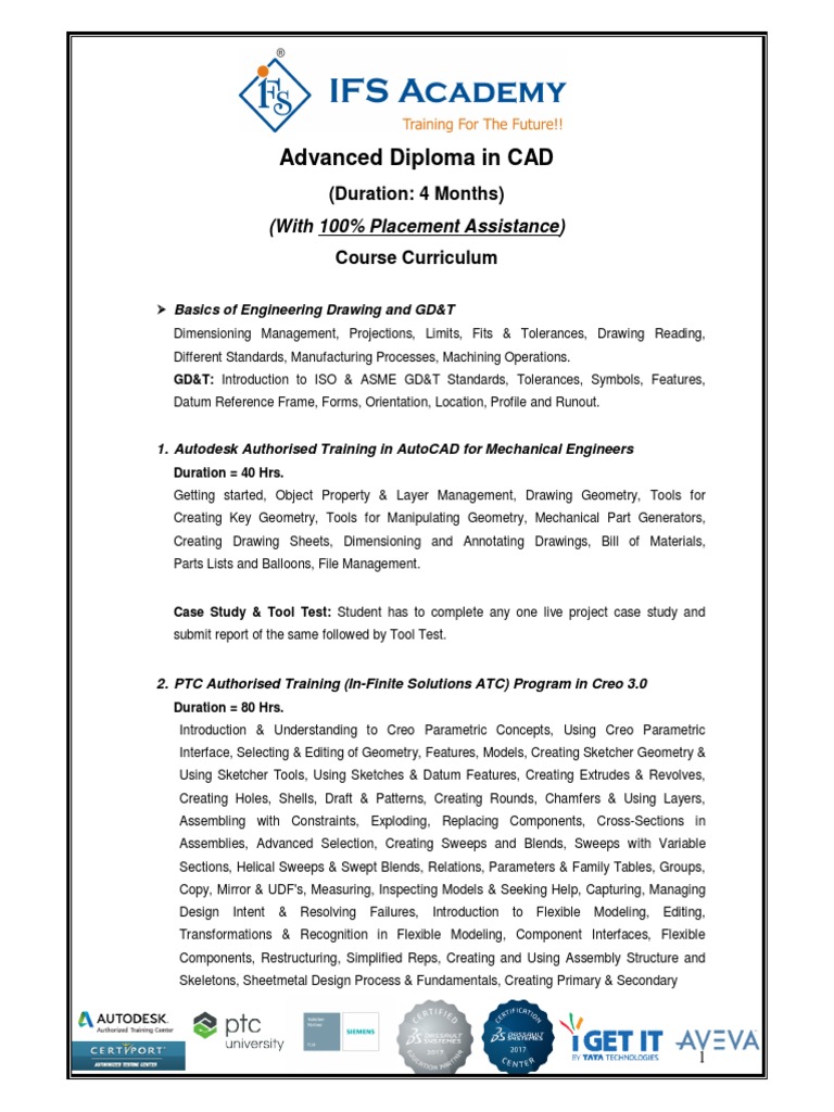 Advanced CAD Diploma with Placement Aid | PDF | Computer Aided Design ...