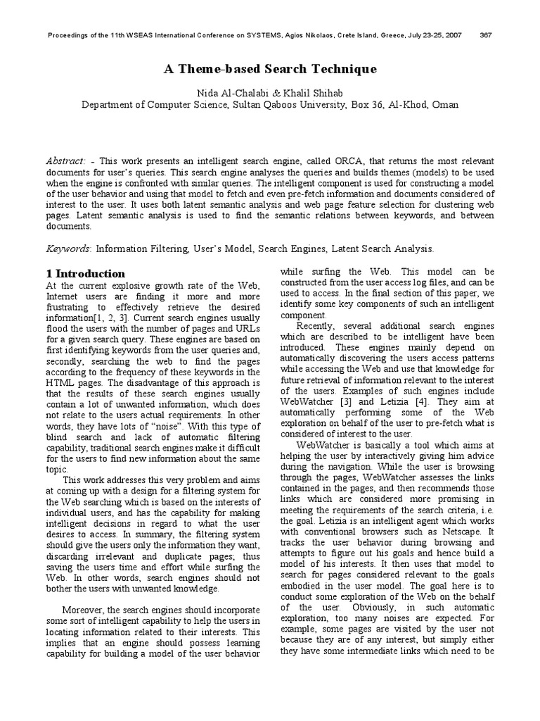 A Theme-Based Search Technique PDF | PDF | Web Search Engine | Search ...