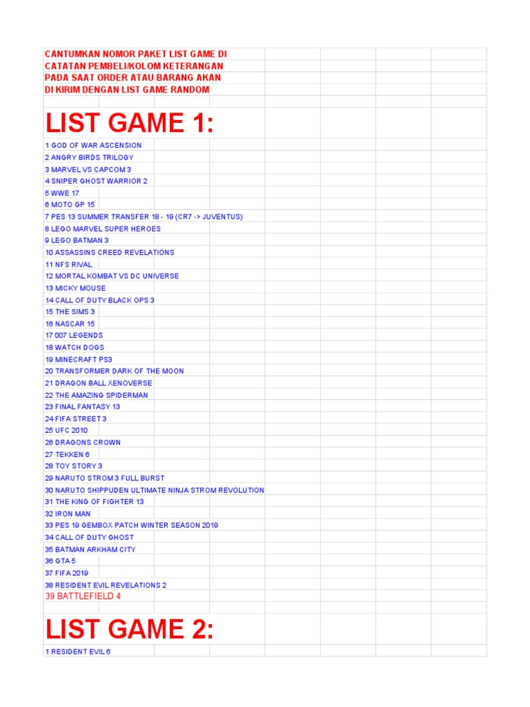 Paket Game | PDF | Sports & Recreation | Games & Activities