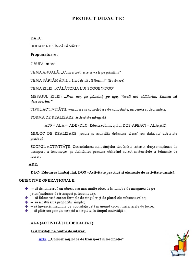 Proiect Didactic Gradinita | PDF