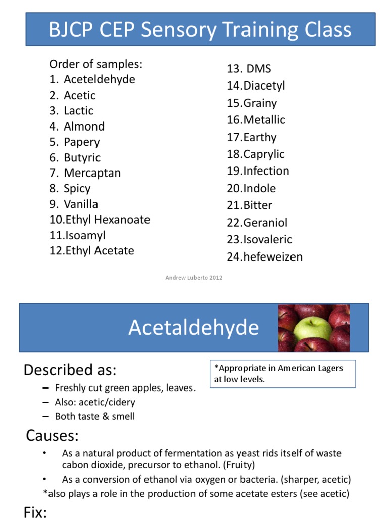 BJCP CEP Sensory Training Class: Andrew Luberto 2012 | PDF | Brewing | Beer