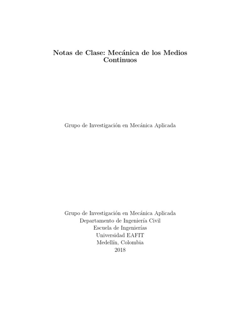 Mecánica Medio Continuo | PDF | Mecánica de Medios Continuos | Mecánica