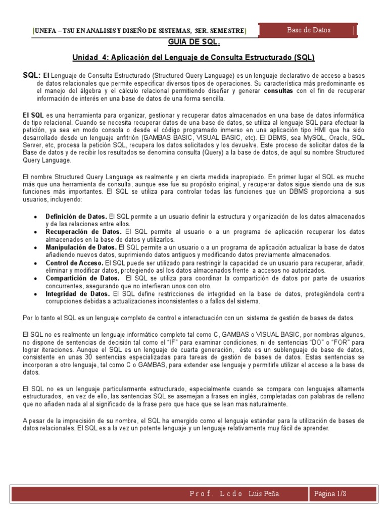 Aplicacion Del Lenguaje de Consulta Estructurado SQL | PDF | SQL | Xml