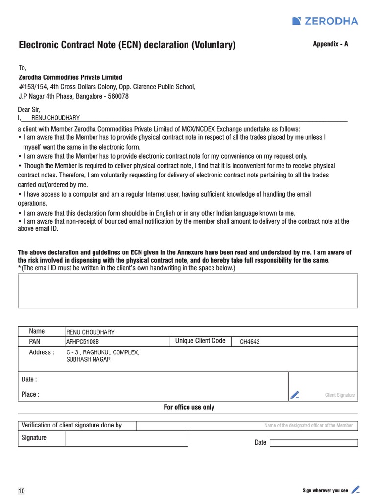 Ecn Form Zerodha | PDF | Information Technology | Cyberspace
