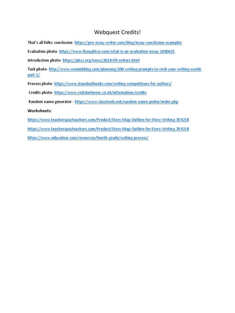 Webquest Credits | PDF