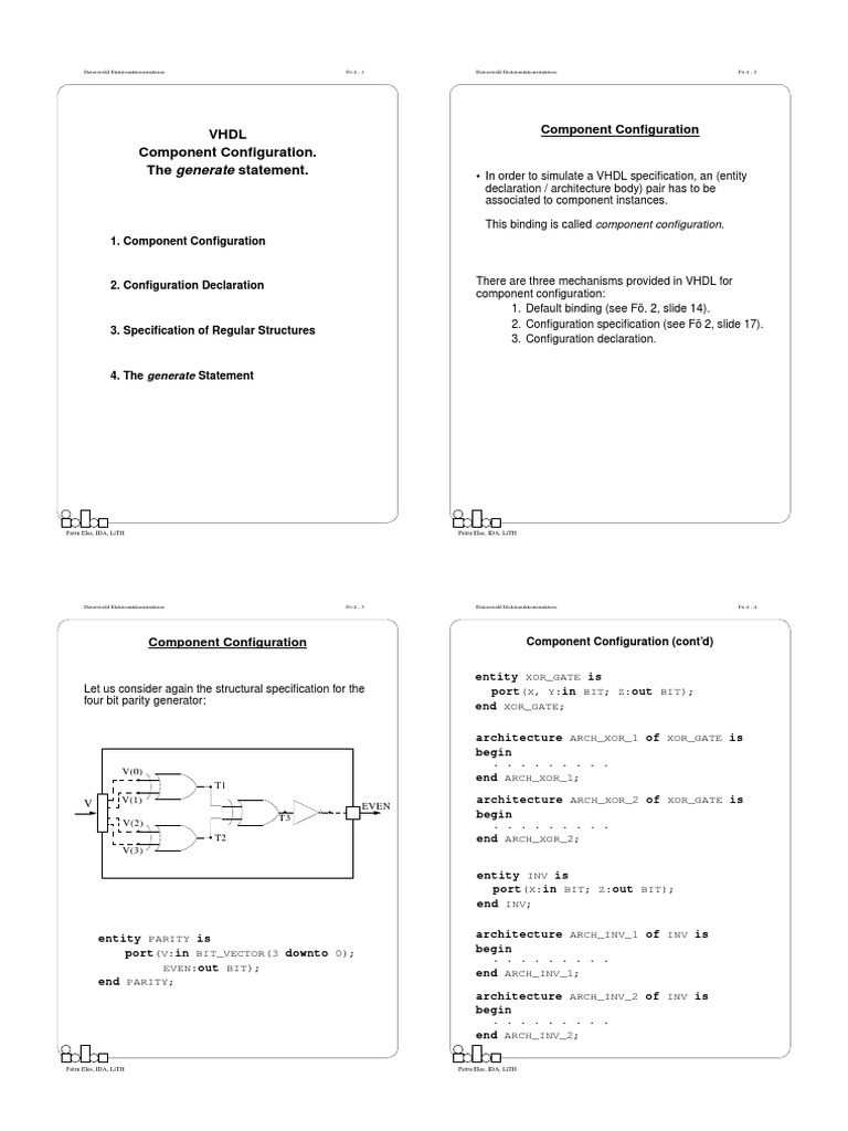 Generate: VHDL Component Configuration. The Statement | PDF | Integer ...