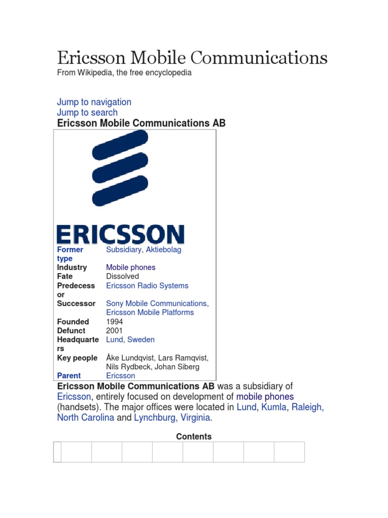 Ericson | PDF | Mobile Phones | Telecommunications