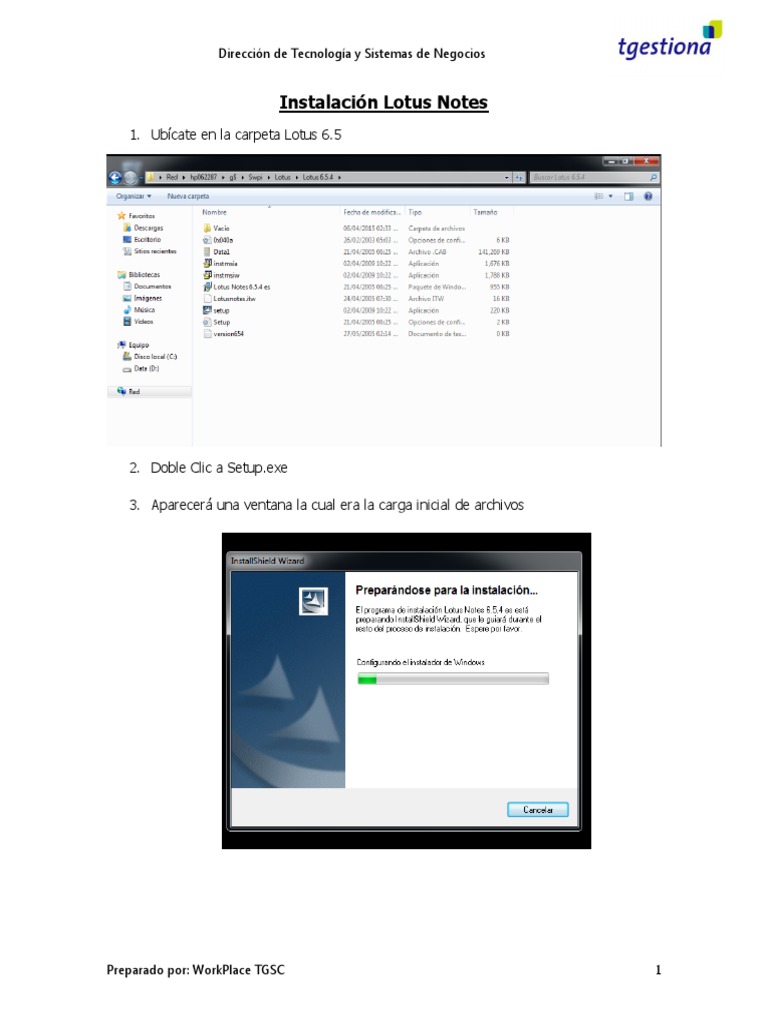 Instalación de Lotus Notes PDF | PDF | Point and Click | Informática