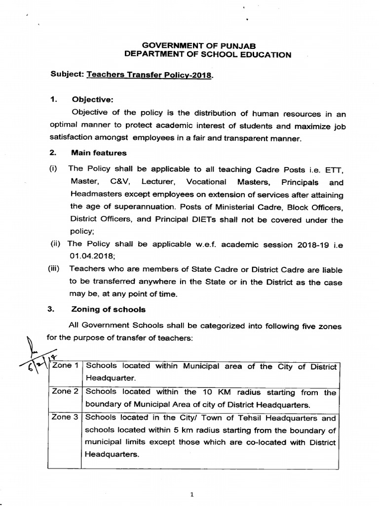 Teachers Transfer Policy 2018 | PDF | Teachers | Government Information