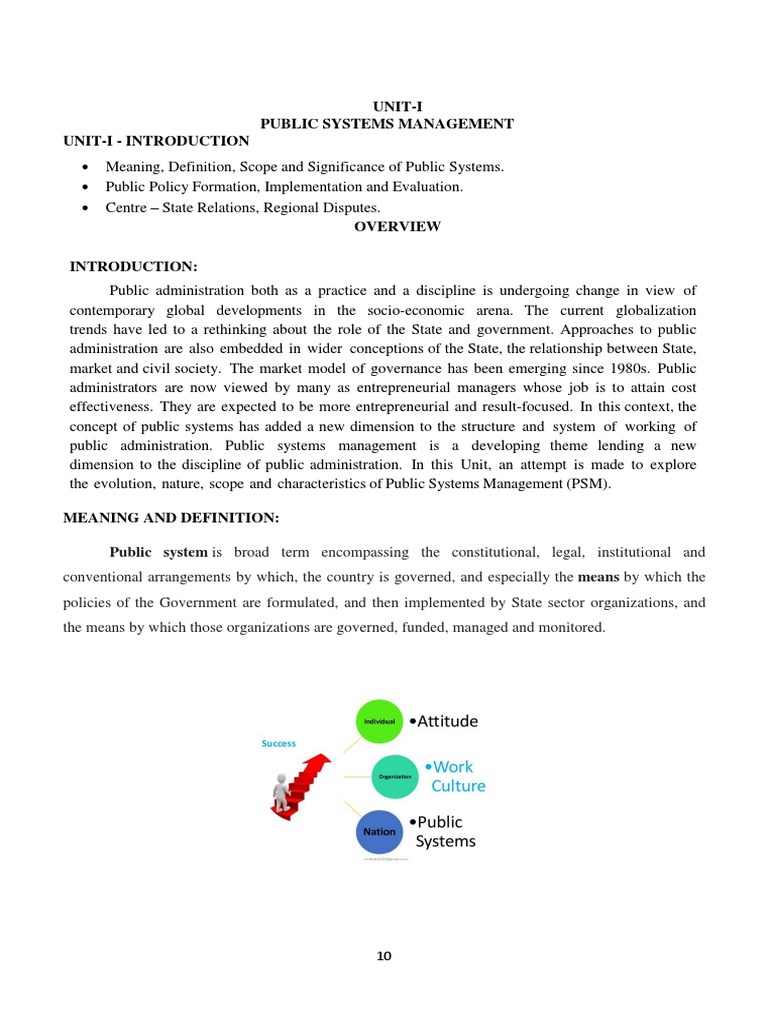 Unit-I Public Systems Management Unit-I - Introduction | PDF ...
