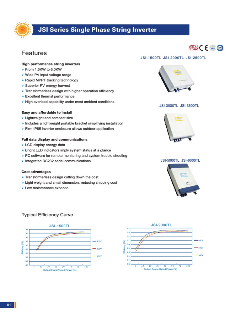 Jfy Jsi Series Solar Inverter Datasheet 1 | PDF | Power Inverter ...
