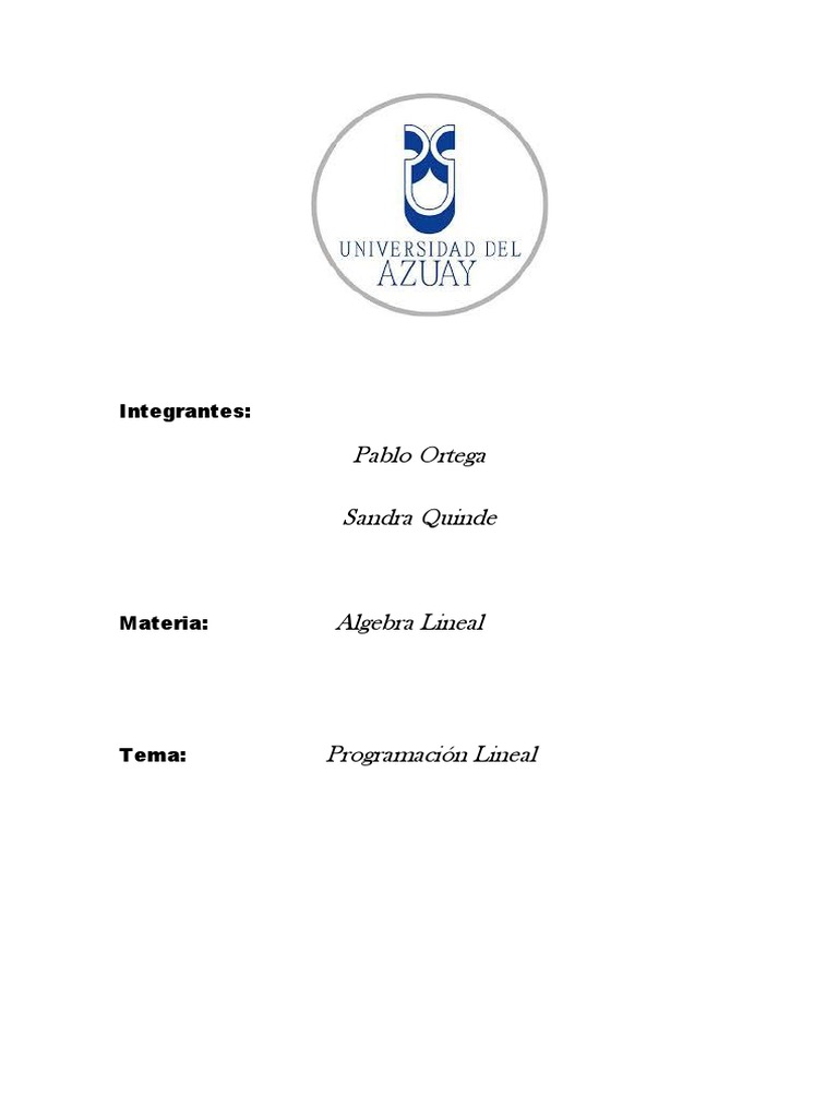 Algebra Lineal | PDF | Programación lineal | Linealidad Algebra Lineal | PDF | Programación lineal | Linealidad