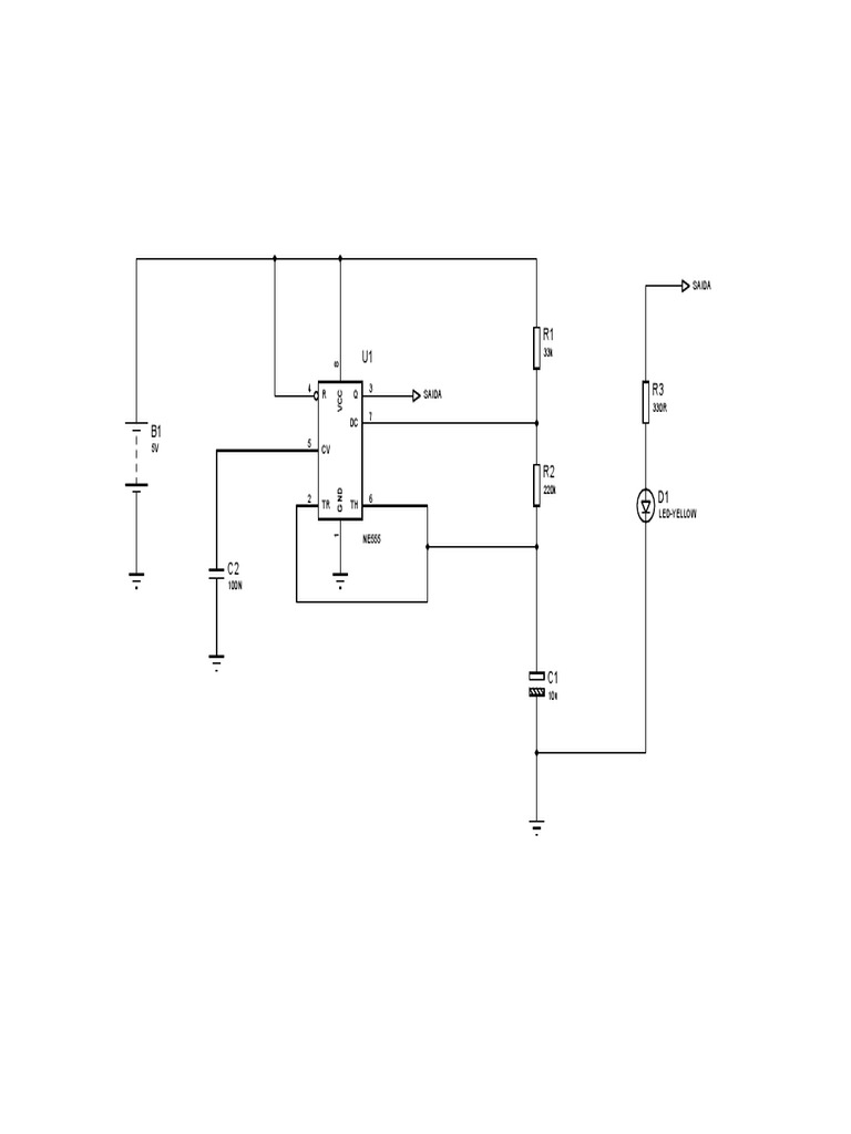 NE555 timer circuit with LED output | PDF