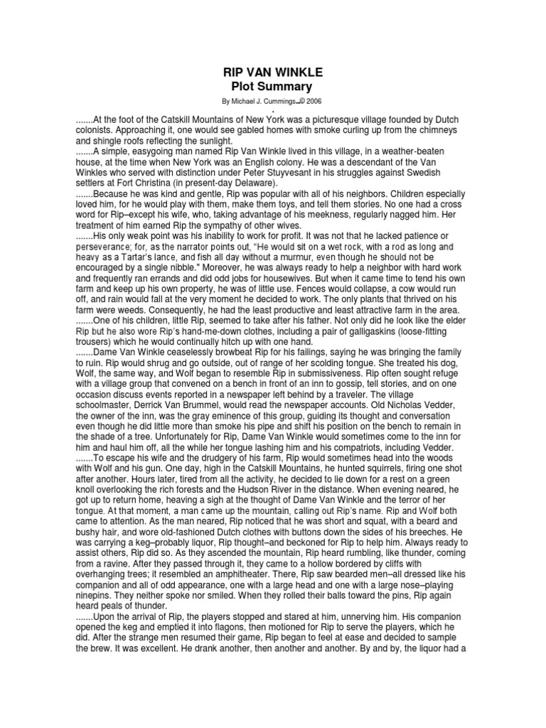 Rip Van Winkle Plot Summary