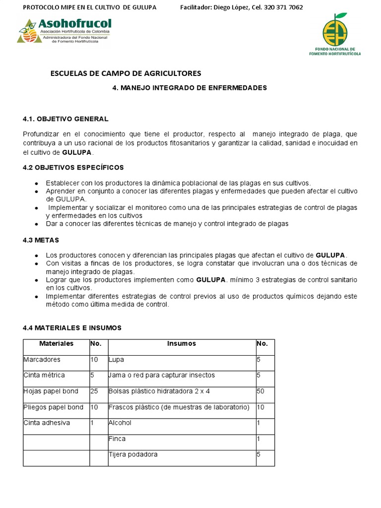 4 Ejercicio MIP Enfermedades en GULUPA | PDF | Plaga (organismo) | Plantas
