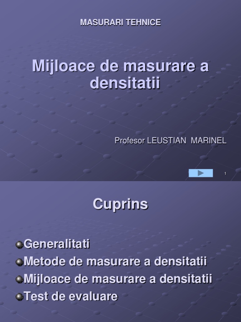 Lectie Ael Mijloace de Masurare A Densitatii | PDF