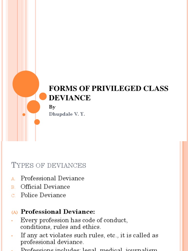 Forms of Privileged Class Deviance: Dhupdale V. Y | PDF | Lawyer | Deviance (Sociology)