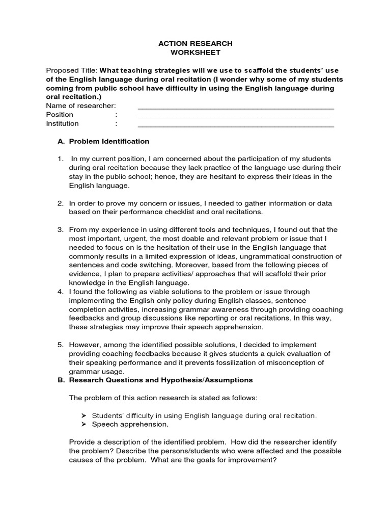 Action Research | Download Free PDF | Action Research | English Language