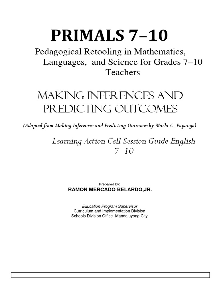 Inferences vs Predictions in Teaching | PDF | Inference | Prediction