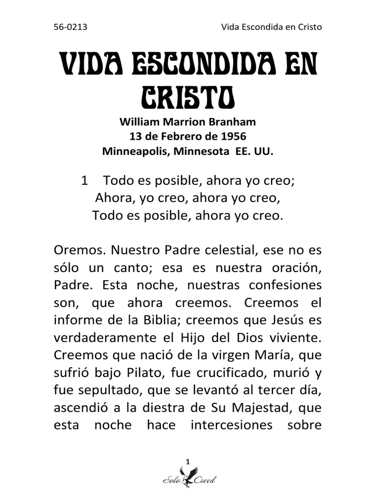 56-0213 Vida Escondida en Cristo Hub | PDF | Expiación en el ...