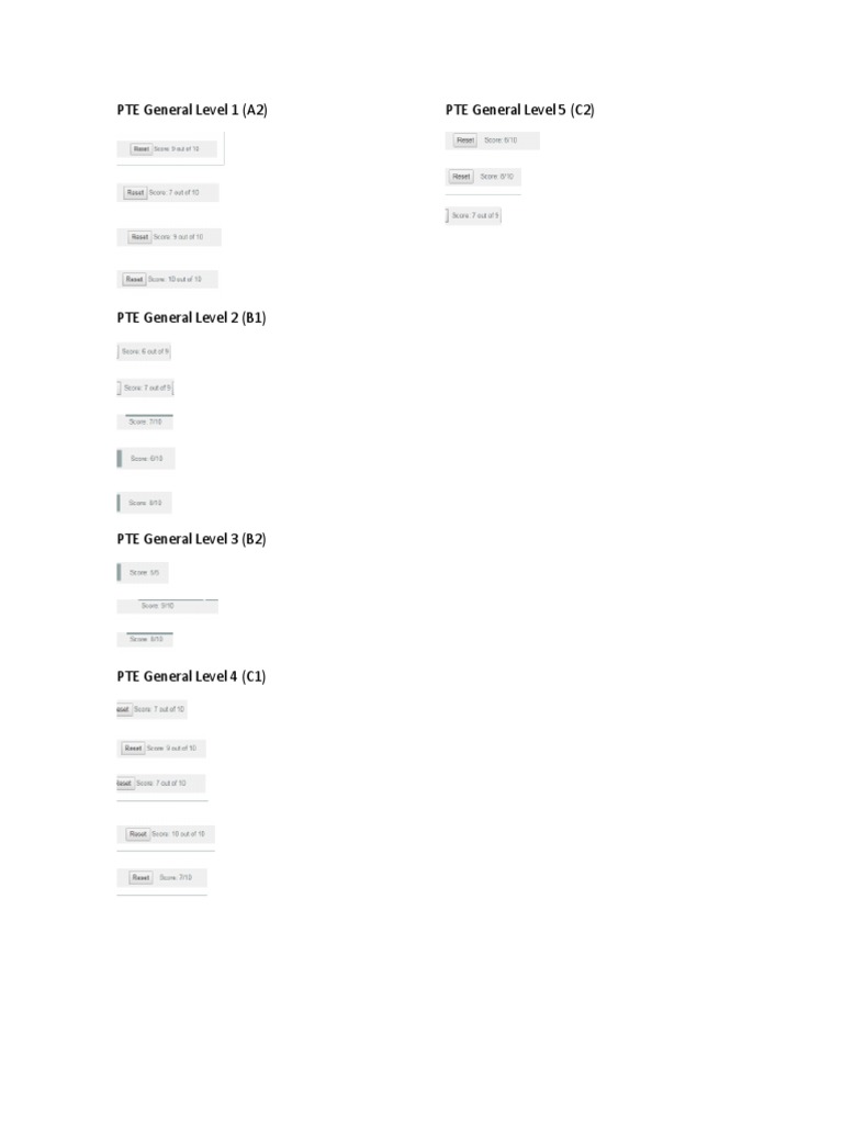 PTE General Exam Levels A2-C2 | PDF