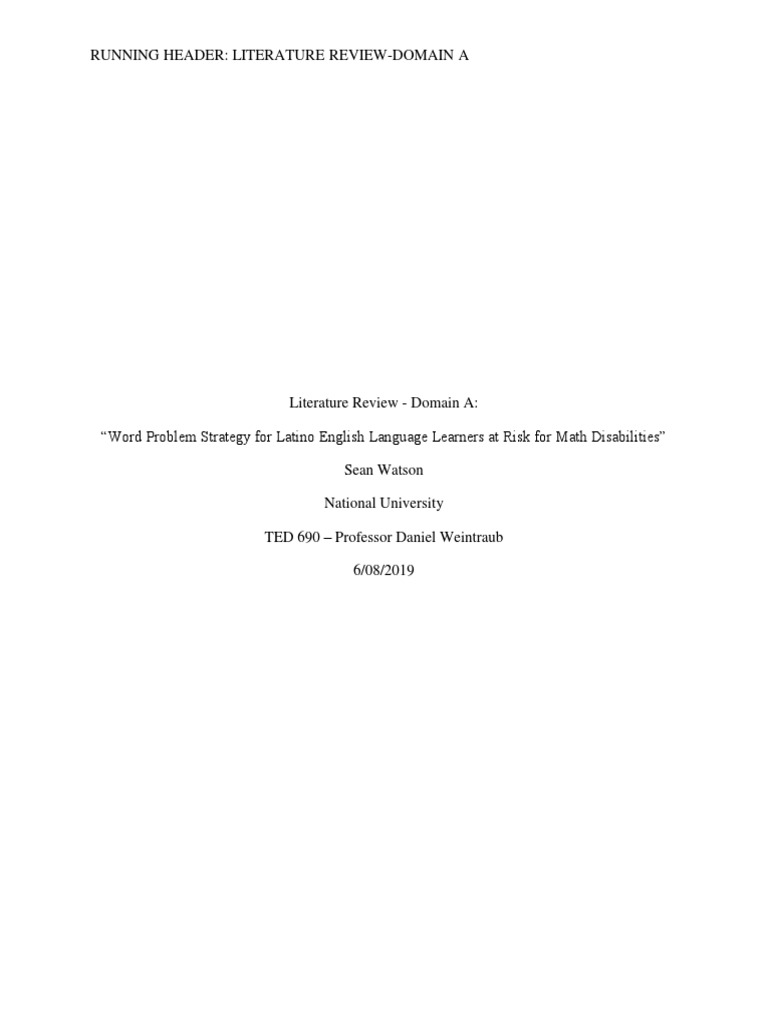Running Header: Literature Review-Domain A | PDF | Reading ...