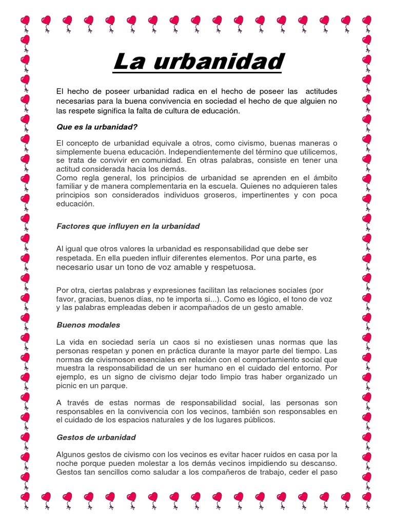 La Urbanidad | PDF | Sociedad | Ciencias del comportamiento