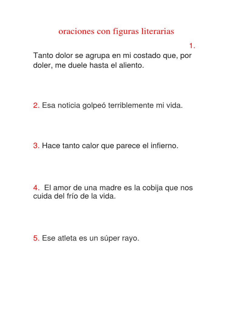 Oraciones Con Figuras Literarias | PDF