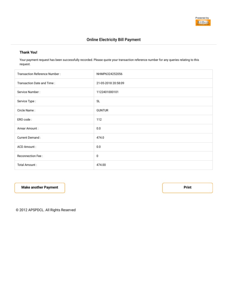 Online Electricity Bill Payment Confirmation | PDF | Finance & Money ...