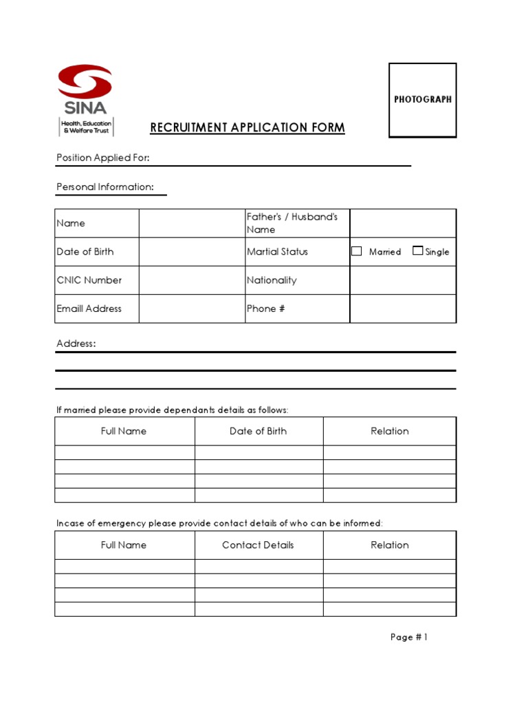 Job Application Form Oct 2018 | PDF | Health Sciences | Health Care