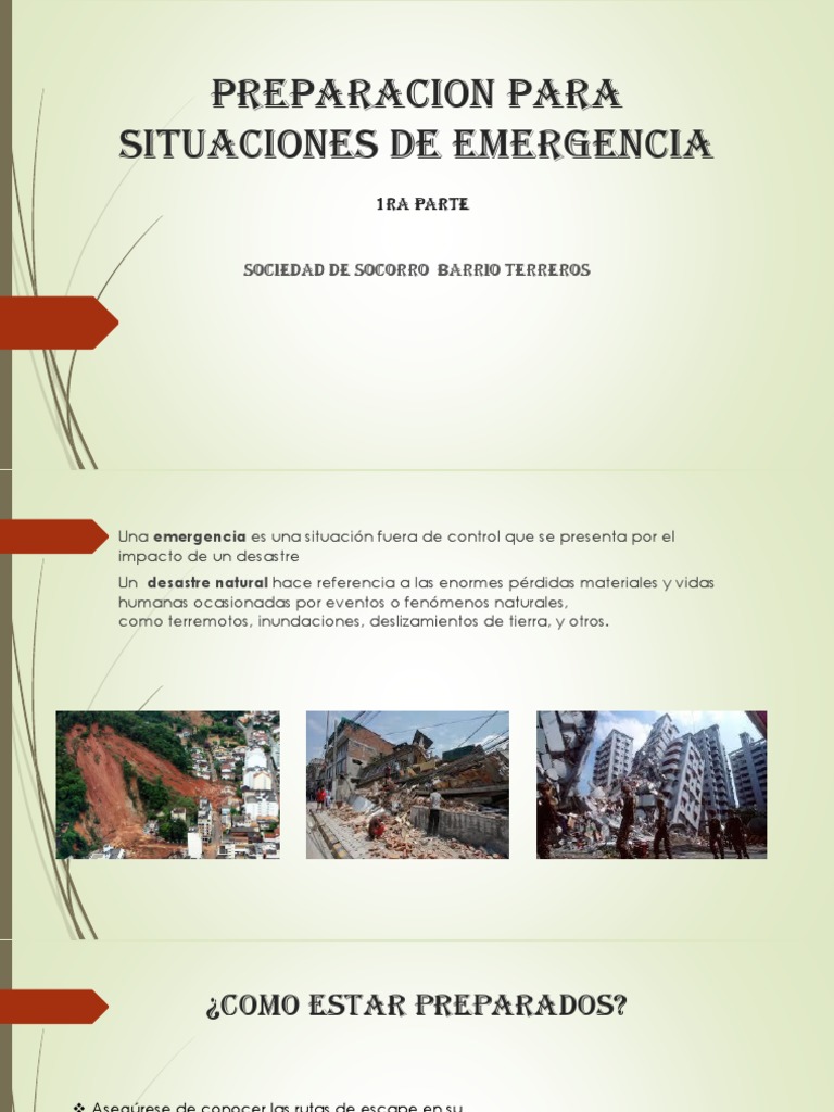 Preparacion para Situaciones de Emergencia | PDF | Desastres y ...