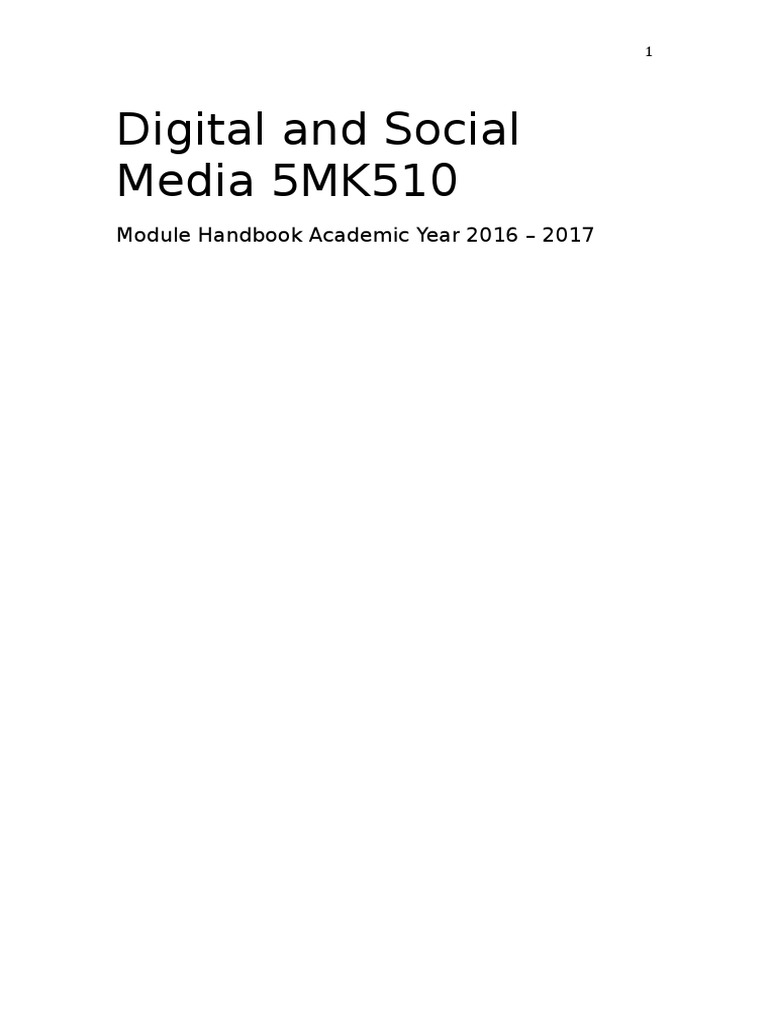 5MK510 Digital and Social Media Module Handbook 20162017 Upload | PDF ...