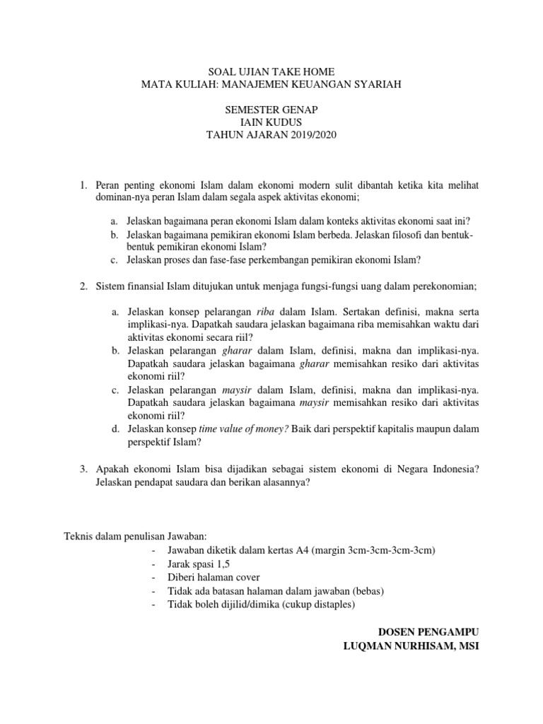 Soal Ujian Take Home PDF | PDF