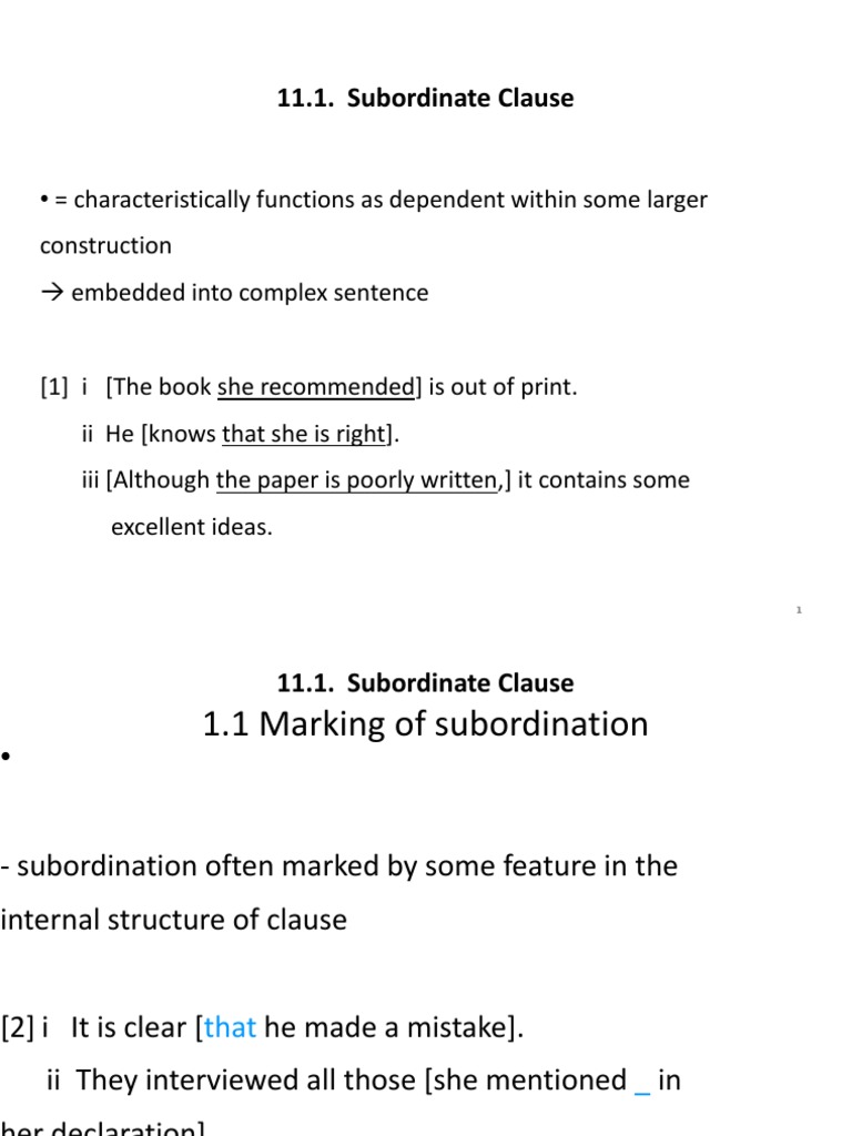 All About Subordinate Clauses | PDF | Clause | Preposition And Postposition