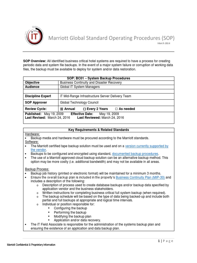 Marriott Global Standard Operating Procedures (SOP) | PDF | Business ...