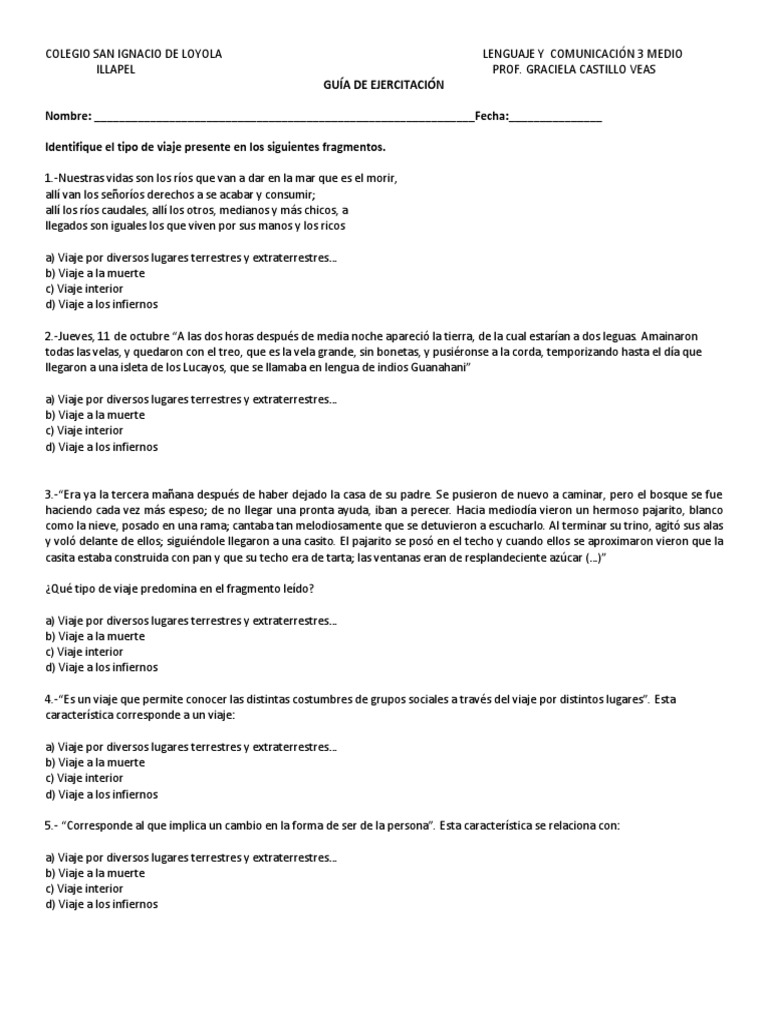 Tipos de Viajes en Literatura y Lenguaje | PDF | Vida extraterrestre ...