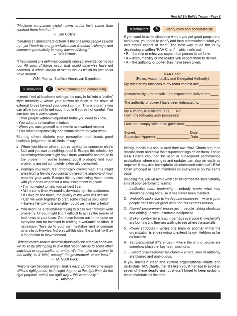 How NASA Builds Teams 8 | Download Free PDF | Accountability ...