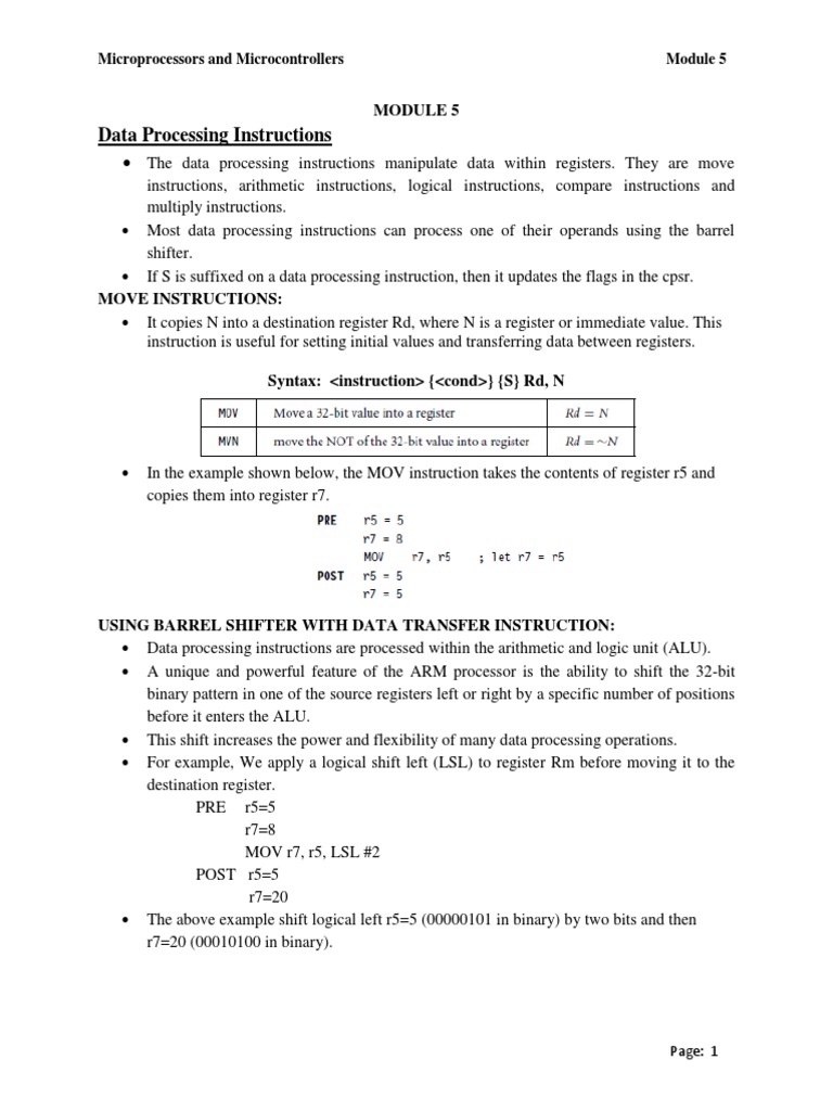 Vtu 4th Sem Microprocessor and Microcontroller Module - 5 | PDF | Arm Architecture | Subroutine