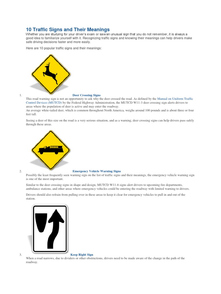 10 Essential Traffic Signs Explained | PDF | Traffic | Pedestrian Crossing