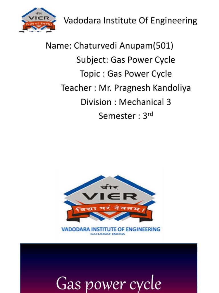 Gas Power Cycle Overview and Analysis | PDF | Thermodynamics ...