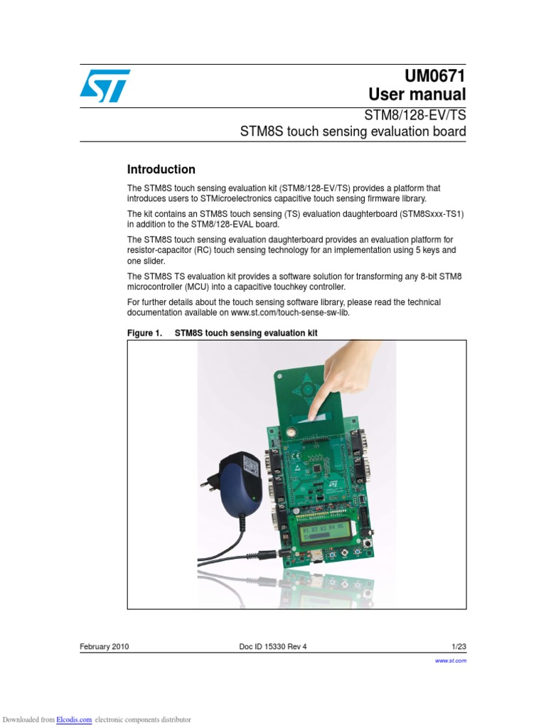UM0671 User Manual: STM8/128-EV/TS STM8S Touch Sensing Evaluation Board ...
