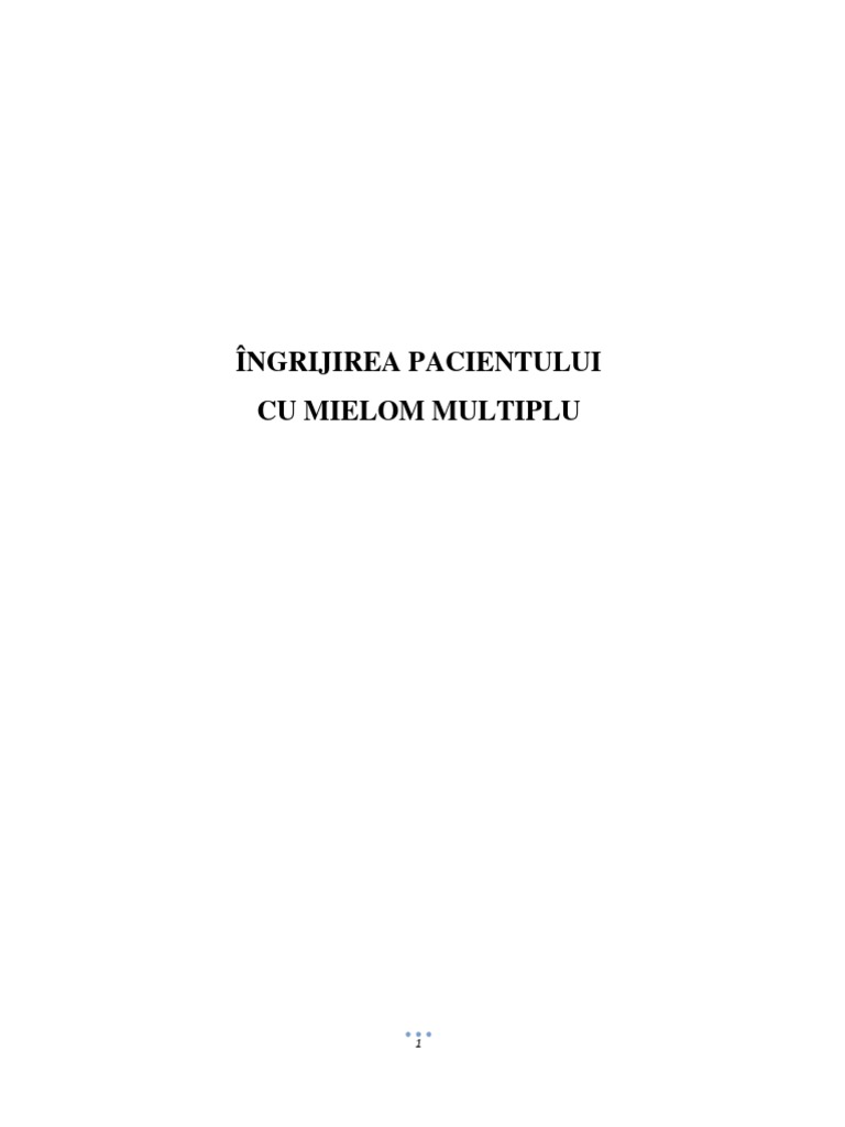 Ingrijirea Pacientului Cu Mielom Multiplu | PDF