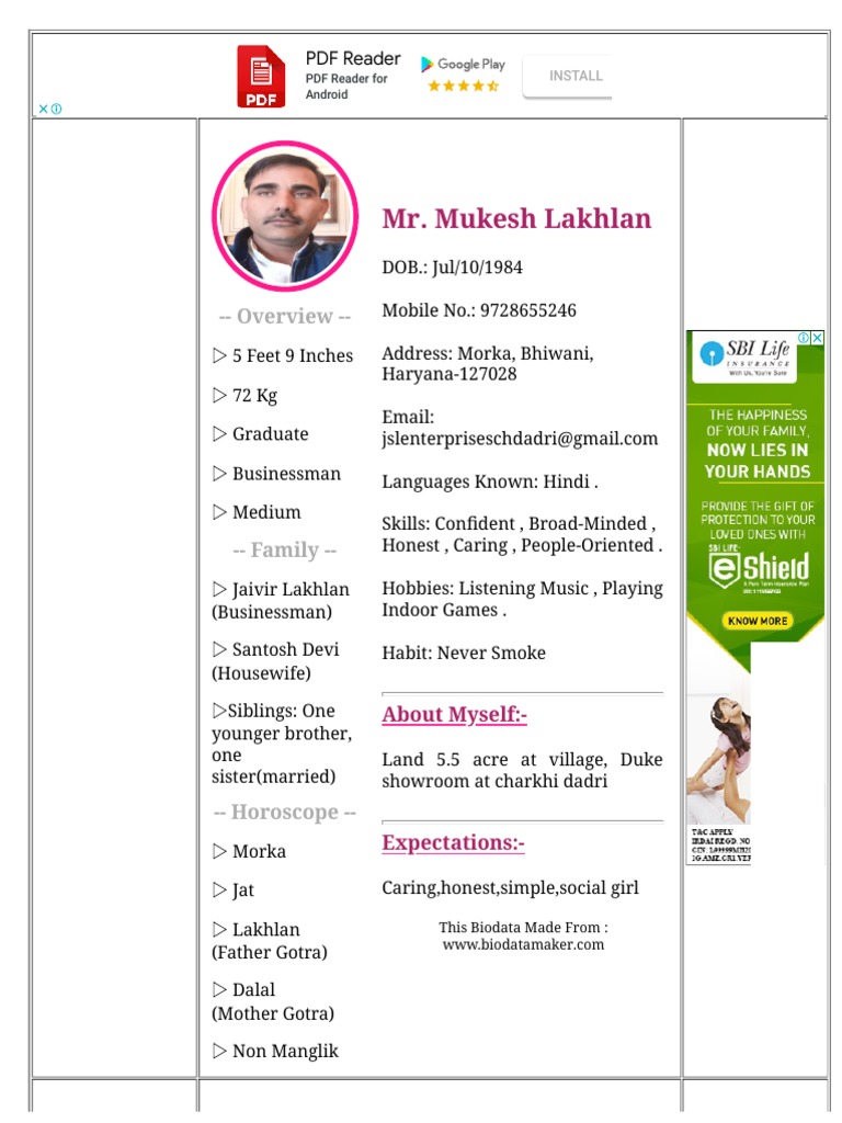 Mr. Mukesh Lakhlan: - Overview | PDF