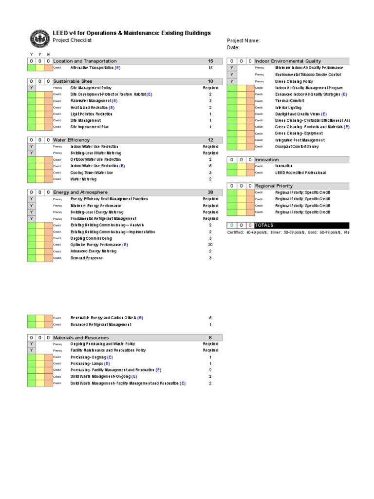 LEED v4 For Operations & Maintenance: Existing Buildings: Project ...