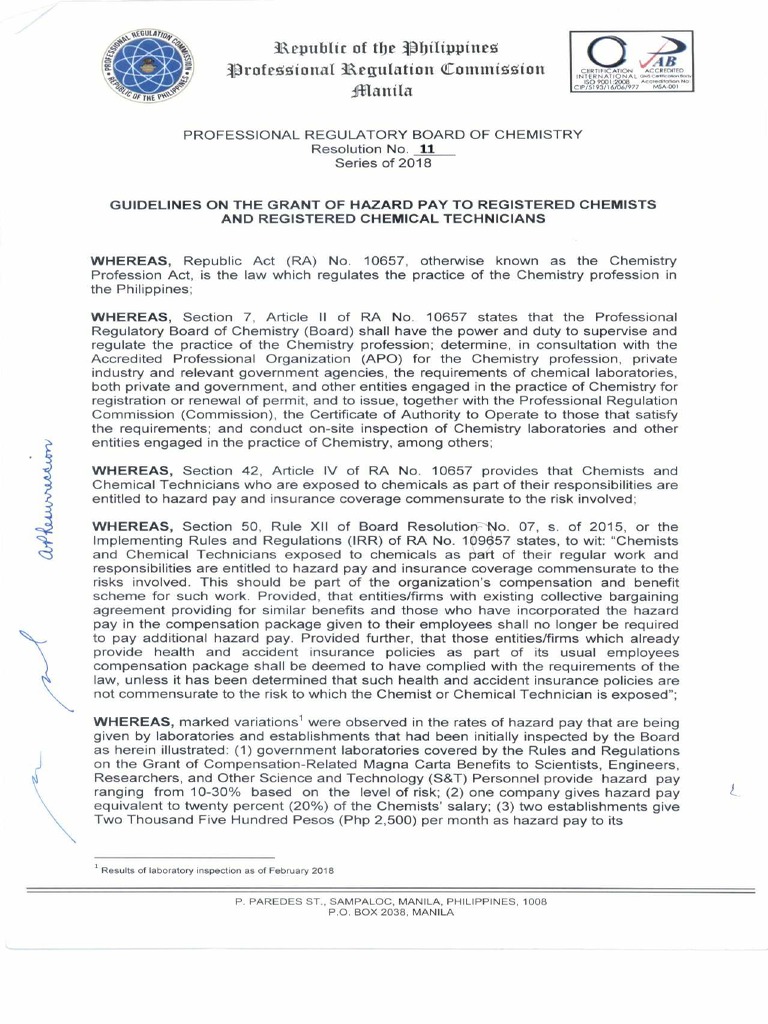 2018-11-Guidelines On Hazard Pay PDF | PDF