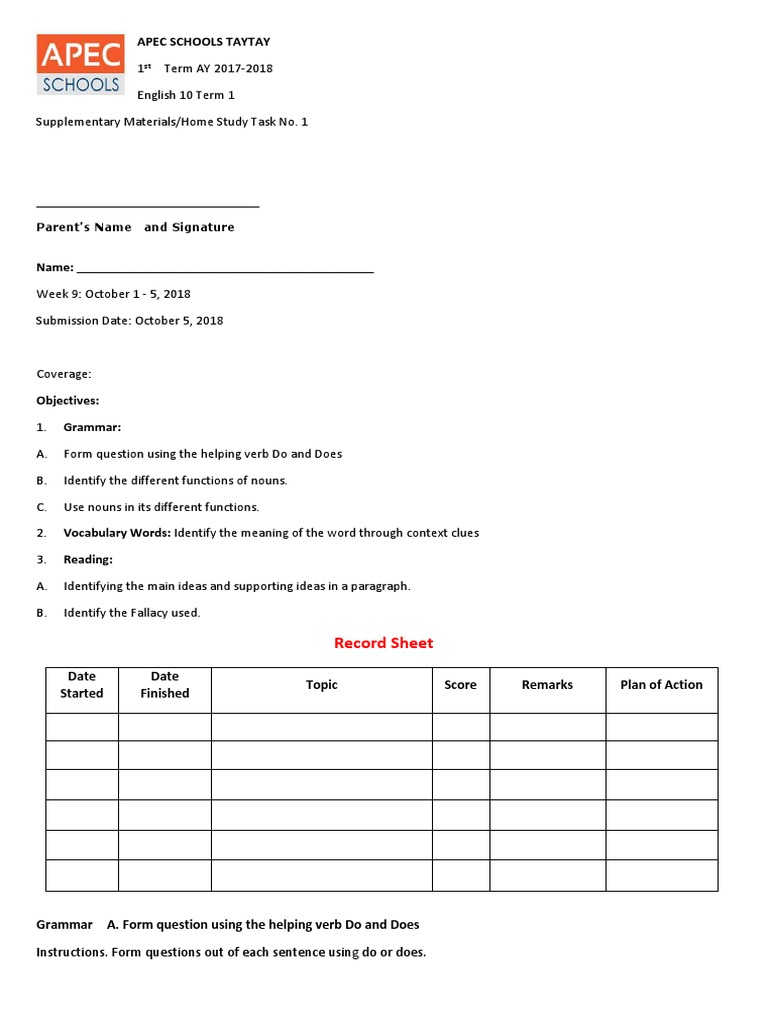 Grade 10 English Worksheet-1 | Download Free PDF | Tsunami | Adolescence
