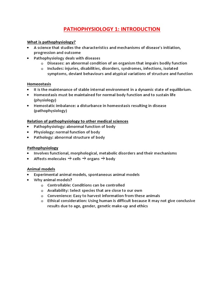 Pathophysiology 1: Introduction | PDF