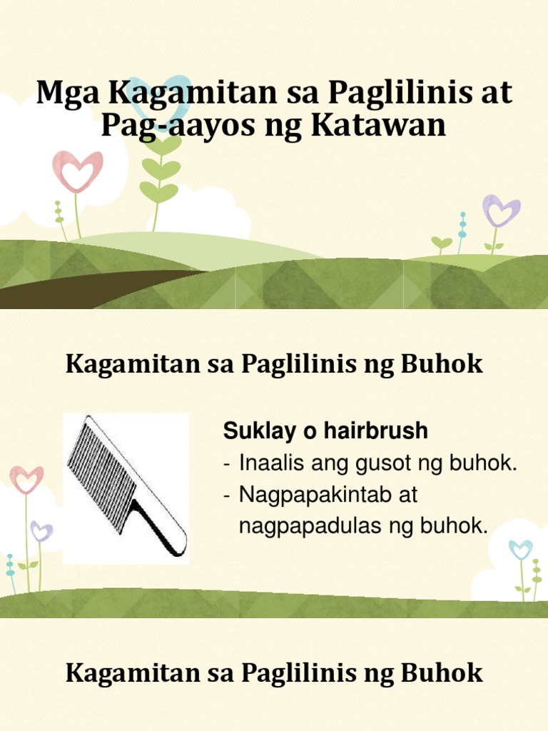 Mga Kagamitan Sa Paglilinis at Pag-Aayos NG Katawan Slide Pre | PDF