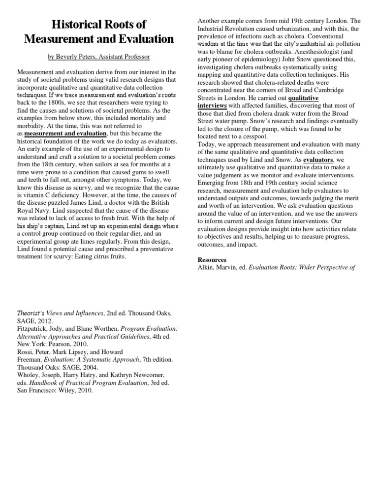 History of Measurement and Evals | PDF | Evaluation | Research Methods