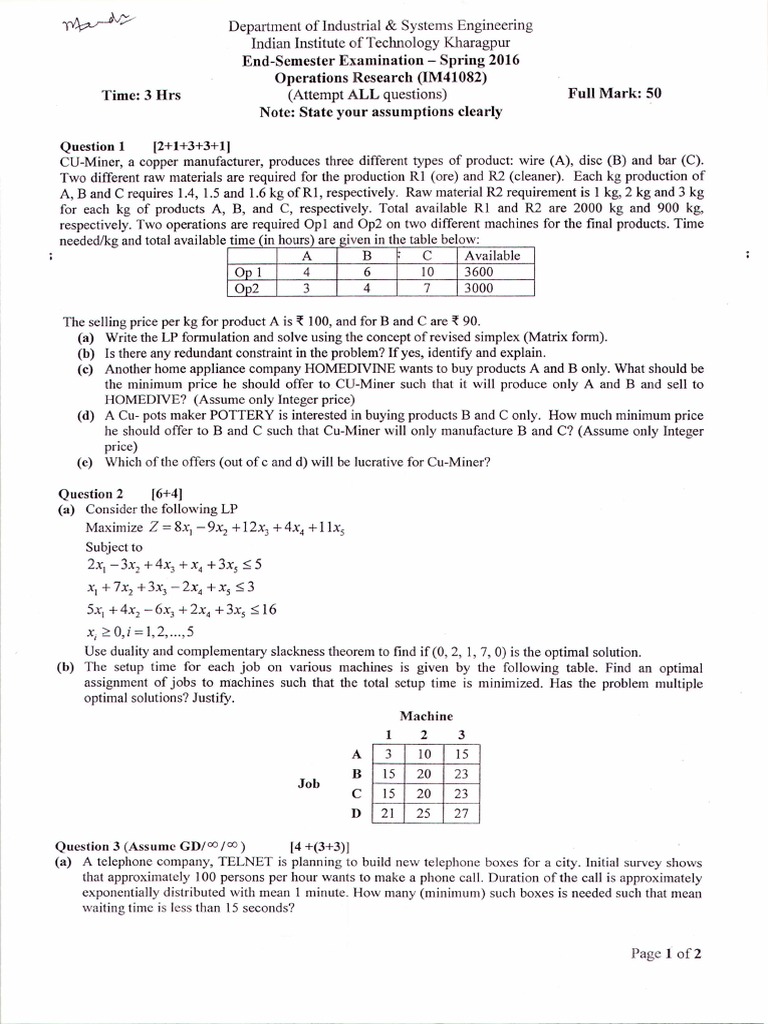 Iitkgp or Papers | PDF | Net Present Value | Linear Programming